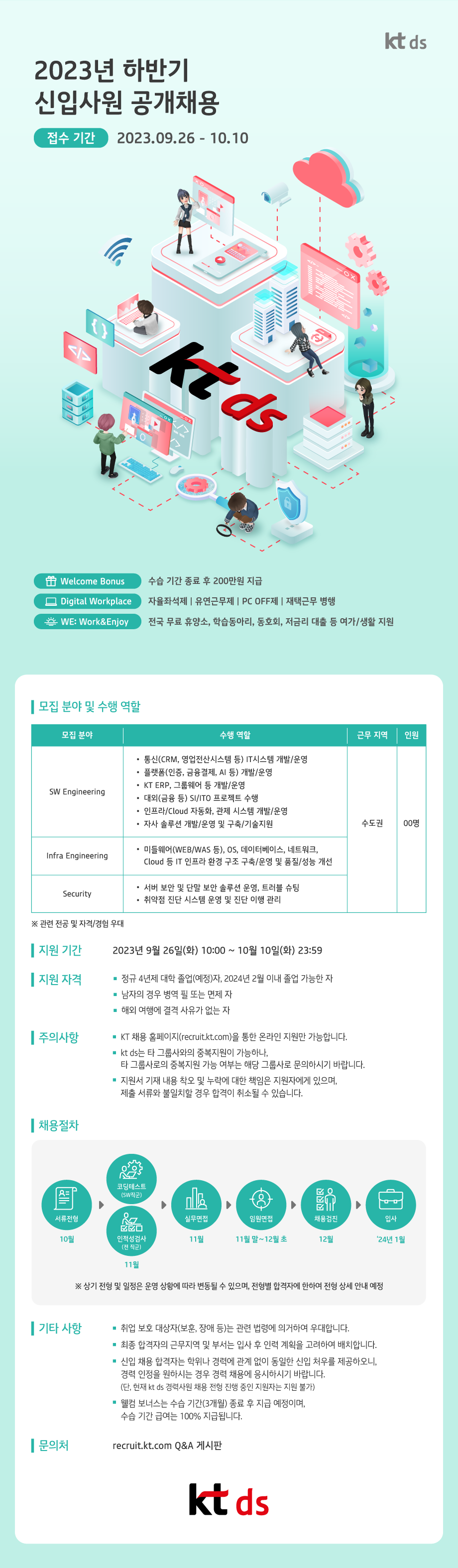 kt ds 채용 | 2023년 하반기 신입사원 공개 채용 - 슈퍼루키